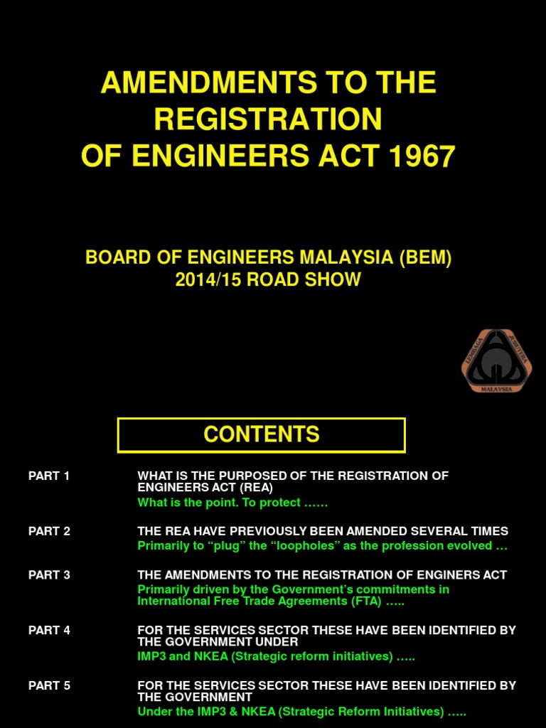 PAPER 1 - Amendments To The REA (26 01 2015) | PDF | Engineer | Profession