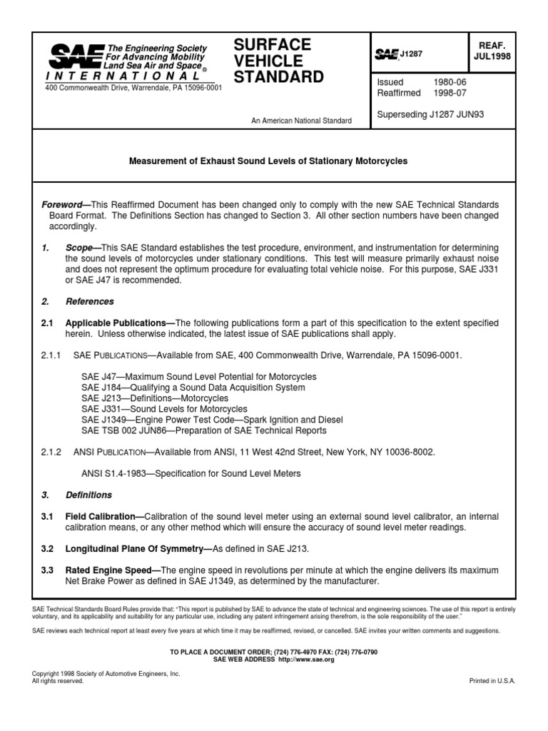 SAE Measurement j1287 - 199807 | PDF | Accuracy And Precision | Calibration