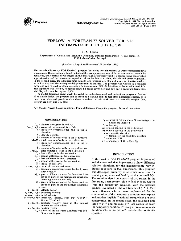 Fdflow A Fortran 77 Solver For 2d Incomp Flow | PDF | Vortices | Fluid Dynamics