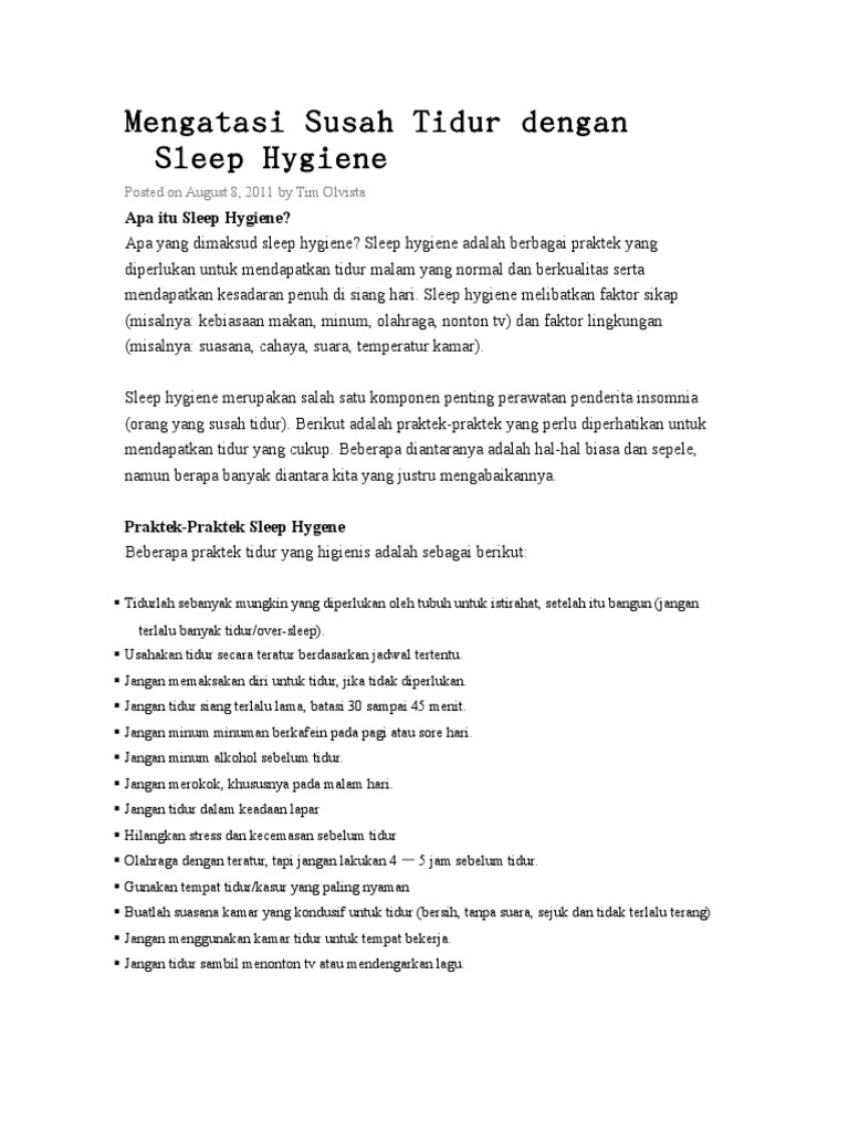 Sleep Hygiene | PDF