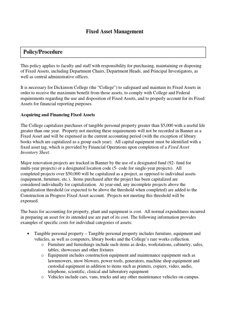 Fixed Asset Management | PDF | Depreciation | Expense