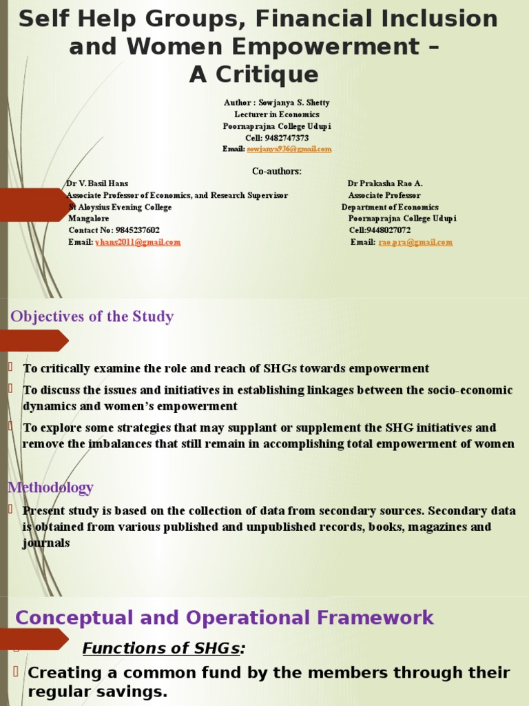 SHG | PDF | Financial Inclusion | Banking