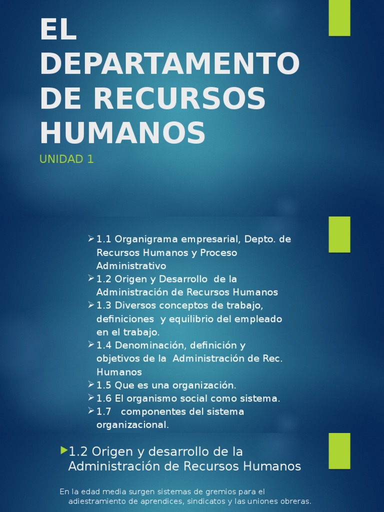 El Departamento de Recursos Humanos | PDF | Recursos humanos | Derecho laboral