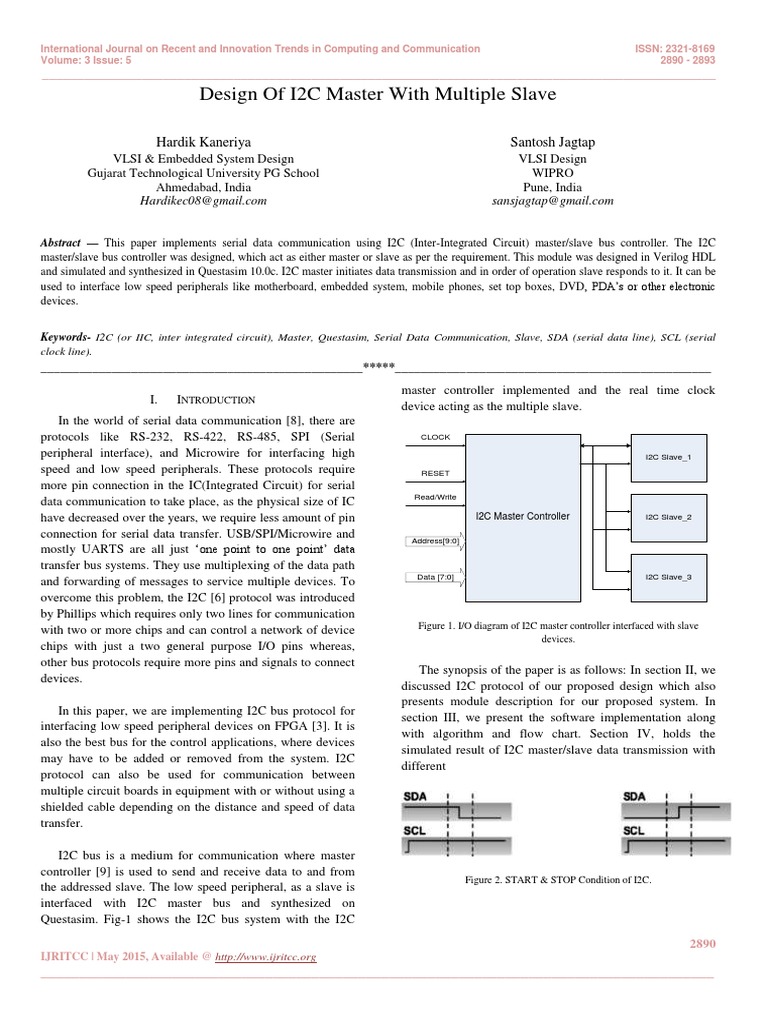 Design of I2C Master With Multiple Slave | PDF | Manufactured Goods ...