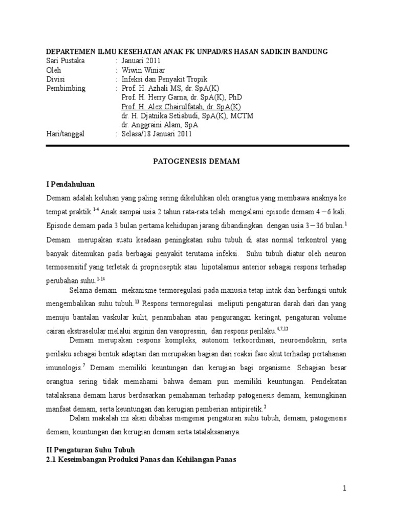 Patogenesis Demam pada Anak | PDF