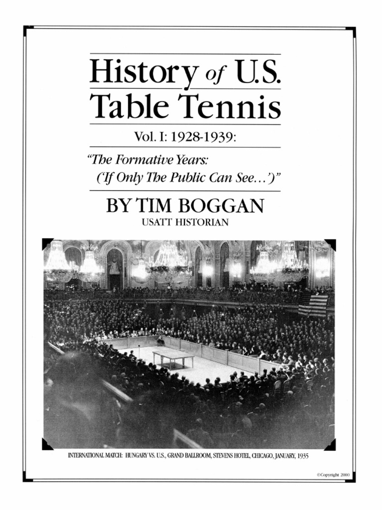 History of U.S. Table Tennis - Vol. I: 1928-1939 | PDF