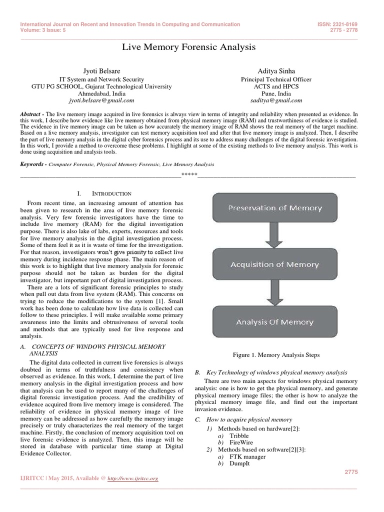 Live Memory Forensic Analysis Pdf Computer Forensics Digital