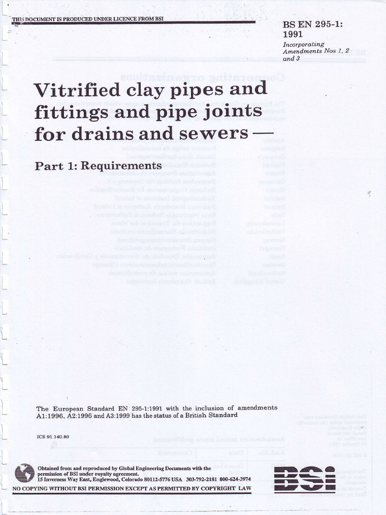 BS EN295-1 1991 (Part 1) PDF | PDF | Pipe (Fluid Conveyance) | Fatigue ...