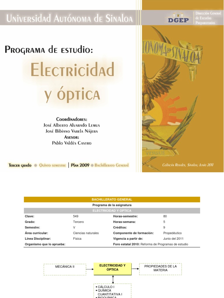 Programa de Electricidad y Optica | PDF | Aprendizaje | Óptica