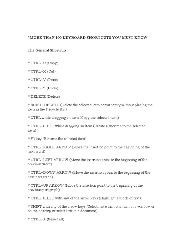 Essential Keyboard Shortcuts Guide | PDF | Computer Keyboard ...