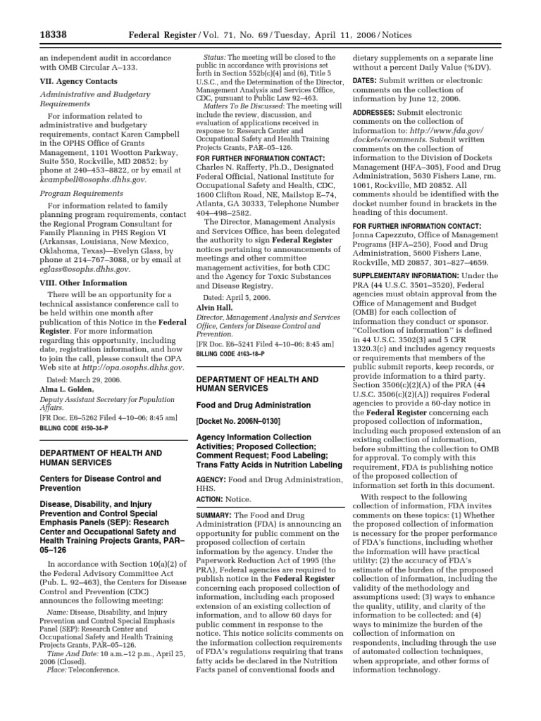 Notice: Meetings: Disease, Disability, and Injury Prevention and ...