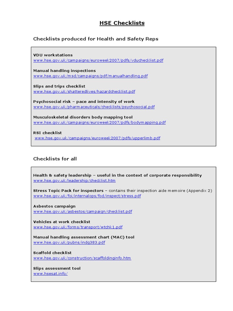 Checklist HSE | PDF