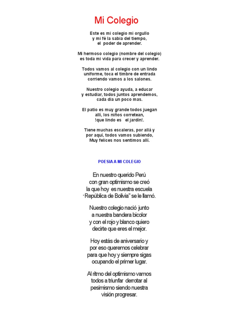 Poesía para el Aniversario del Colegio | PDF | Amor