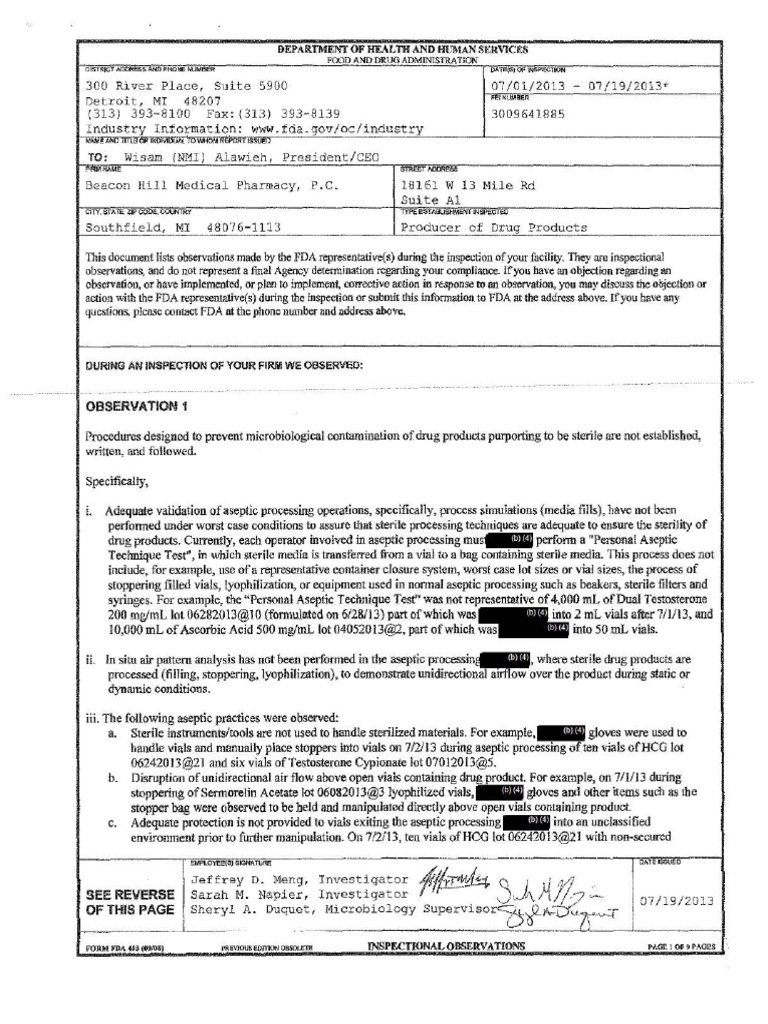 Media Fill FDA 483 Observations 3 | PDF | Wellness | Medical