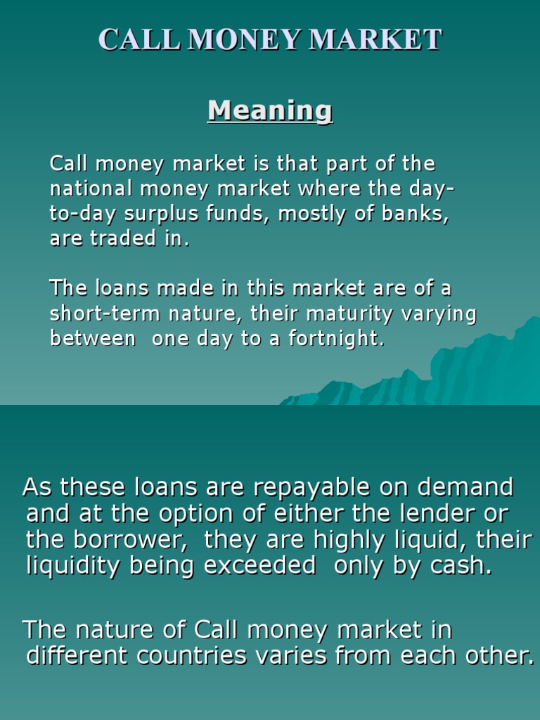 Call Money Market | PDF | Money Market | Loans
