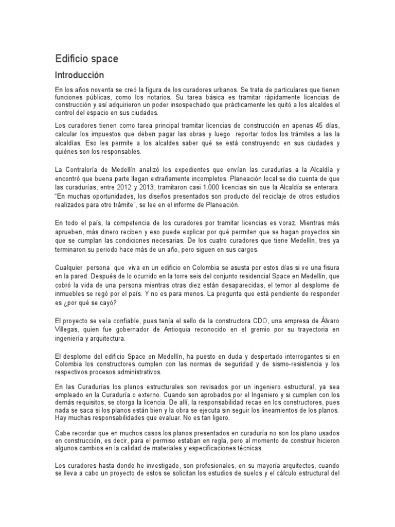Ensayo Edificio Space | PDF | Arquitecto | Ingeniero civil