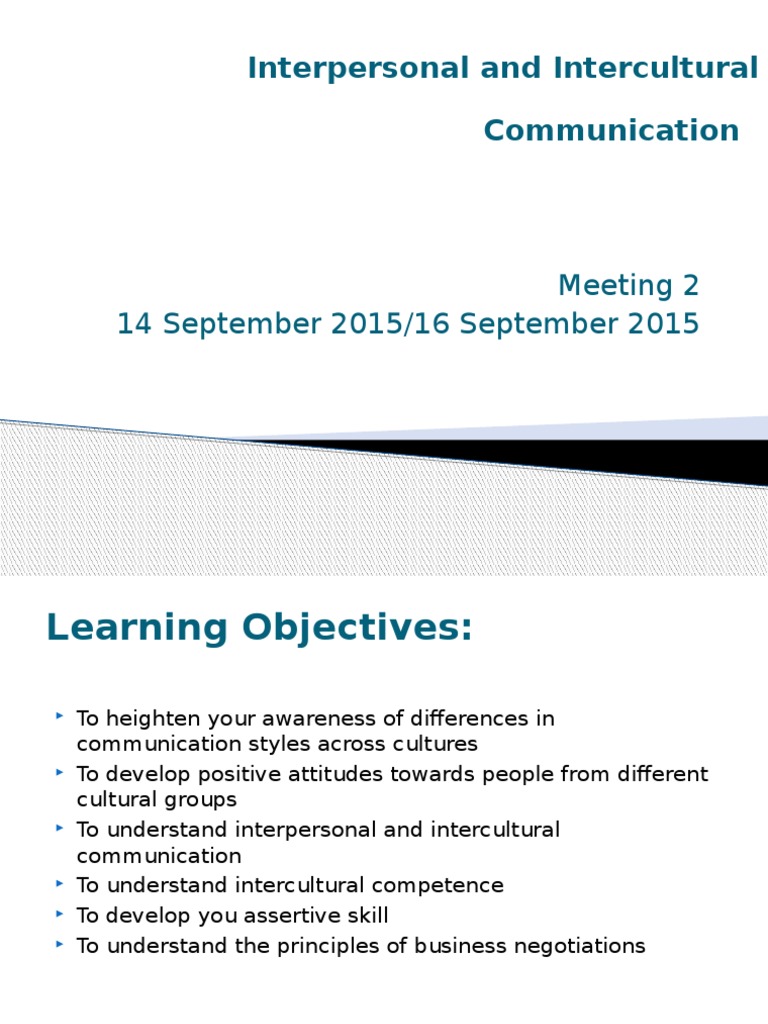 Interpersonal and Intercultural Communication | PDF | Cross Cultural ...
