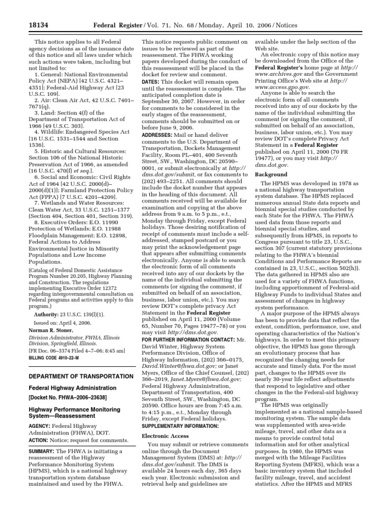 Notice: Reports and Guidance Documents Availability, Etc.: Highway ...