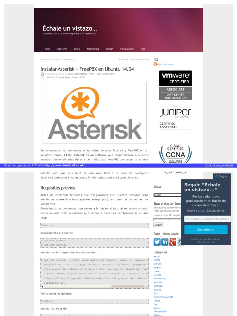 Instalar Asterisk Freepbx en Ubuntu 14 - 04 | PDF | Ubuntu (sistema operativo) | Correo electrónico