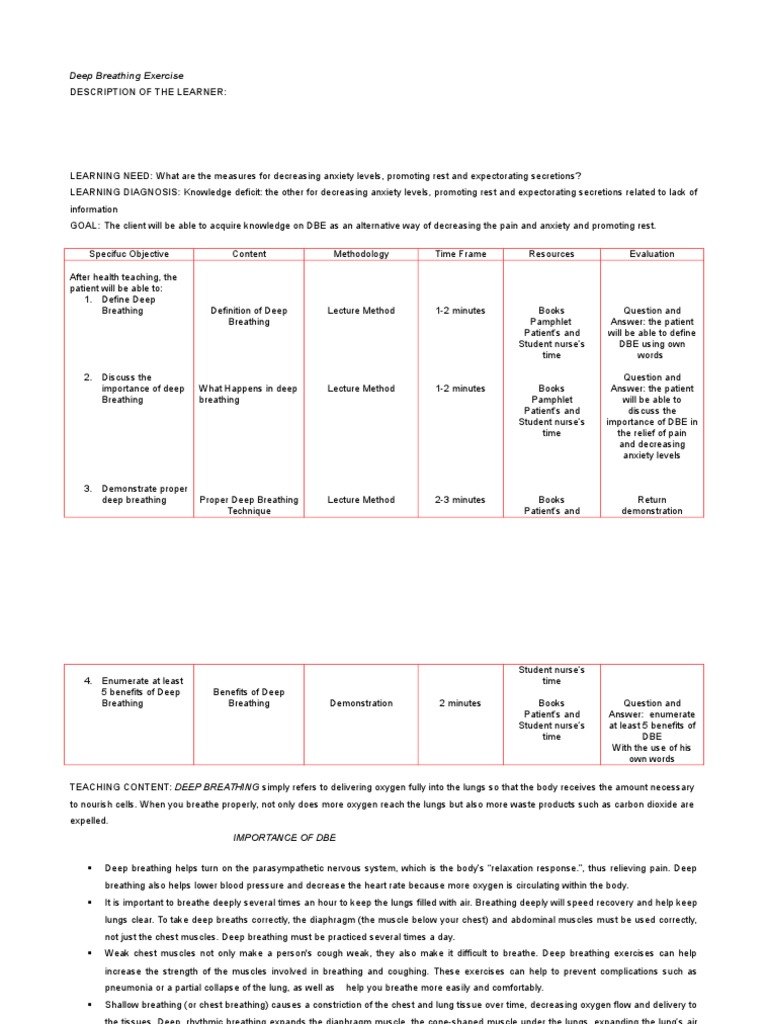 Teaching Plan (DBE) | Breathing | Lung