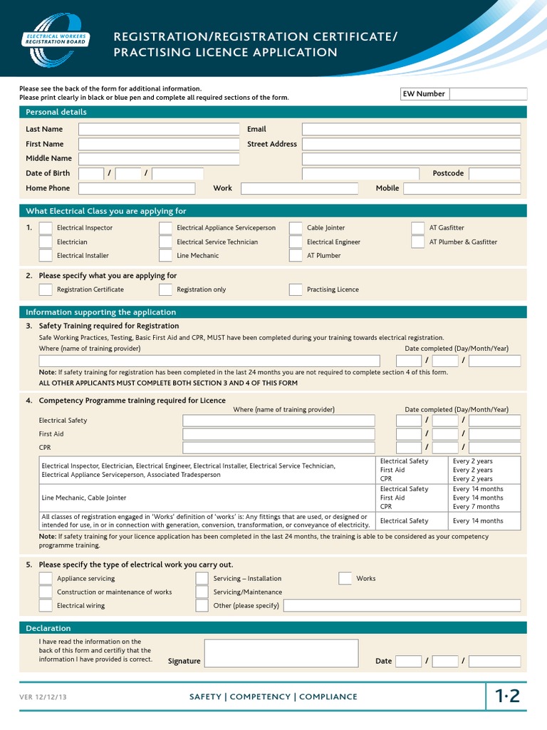 1 2 NZ Electrical Registration Application | PDF | Electrician | Credit ...
