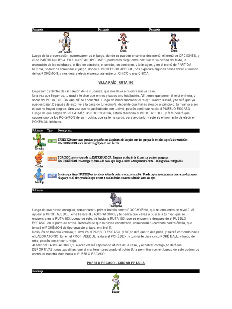 Guía de Inicio en Pokémon Zafiro | PDF | Pokémon | Videojuegos