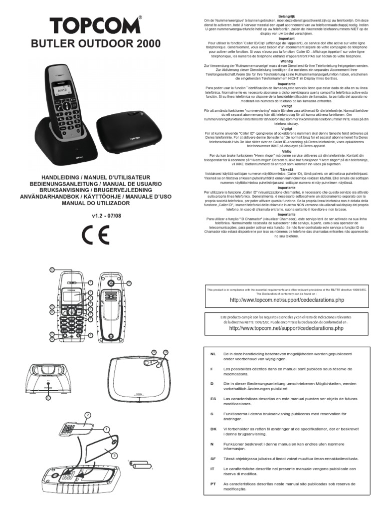 Topcom Butler Outdoor 2000 | PDF | Short Message Service | Telephony