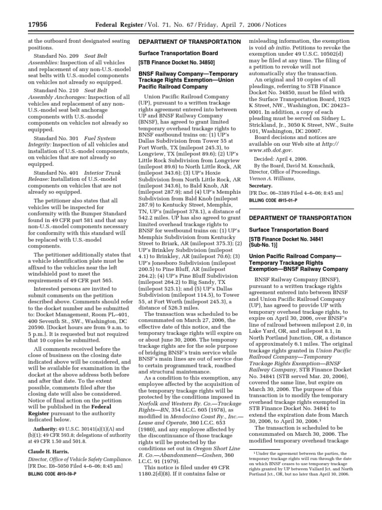 Notice: Railroad Operation, Acquisition, Construction, Control, Etc ...