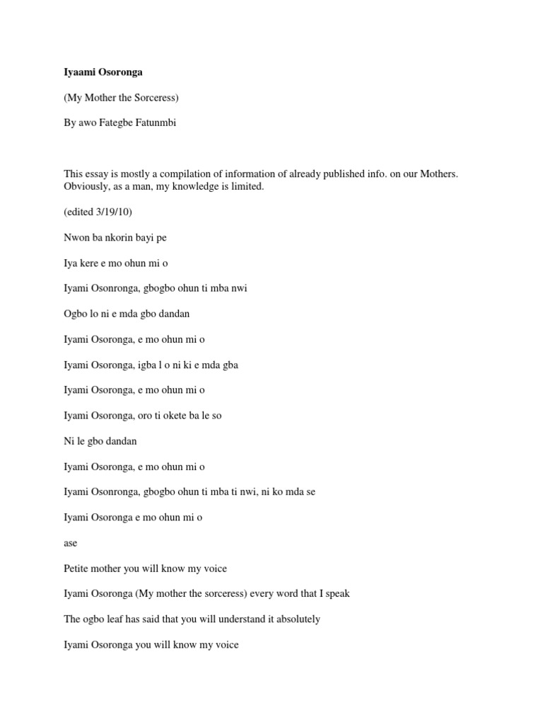 Understanding Iyaami Osoronga | PDF | Religion And Belief