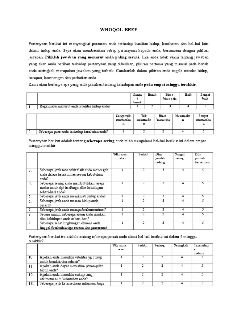 Whoqol Bref | PDF