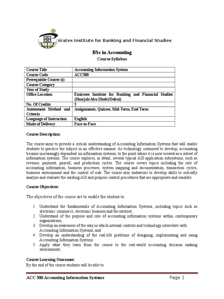 AIS Course Outline | PDF | Information System | Databases