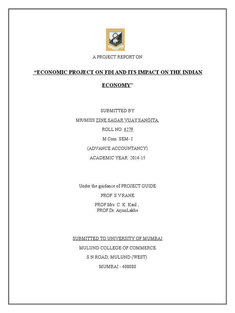 Project Report On FDI and Its Impact in India | PDF | Foreign Direct ...
