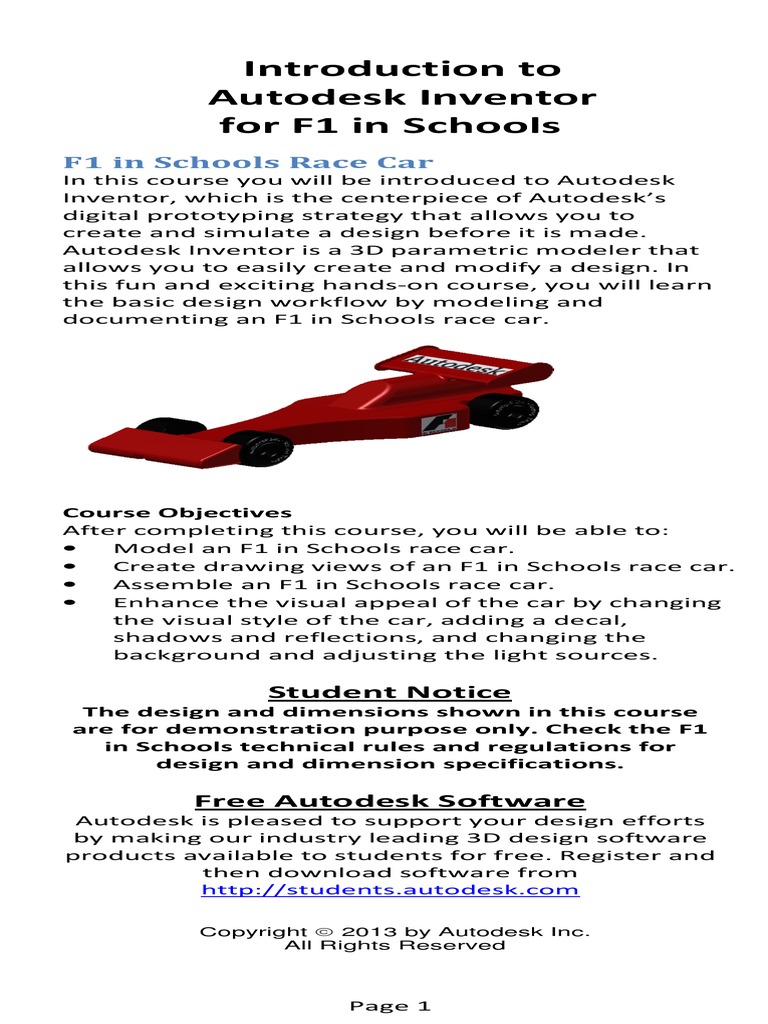 Introduction to Autodesk Inventor and Modeling an F1 in Schools Race ...