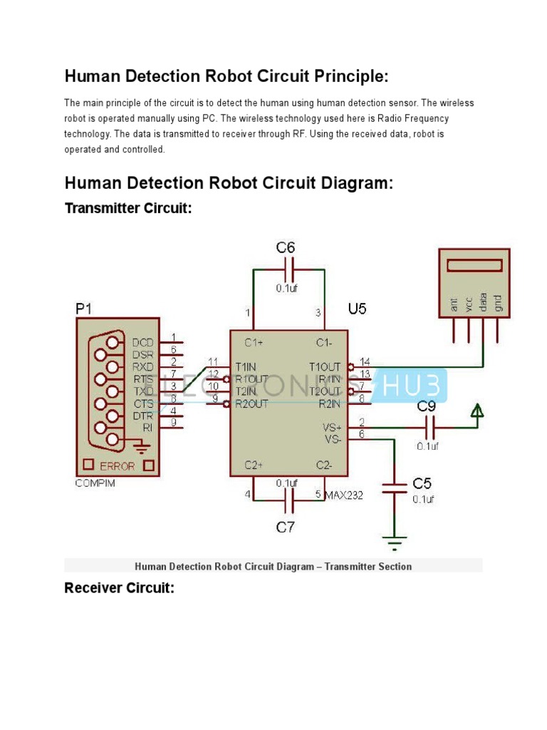 Human Detection Robot Circuit Principle | PDF | Transmitter ...