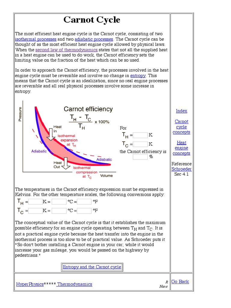 Carnot Cycle | PDF | Entropy | Heat