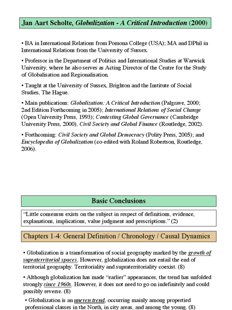 Jan Aart Scholte, Globalization - A Critical | PDF | Globalization ...