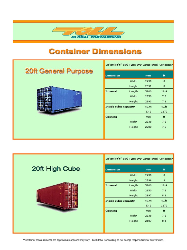 Container Dimensions | PDF | Length | Nature