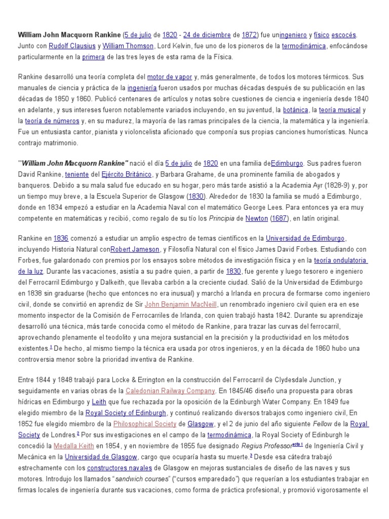 William John Macquorn Rankine: Pionero escocés de la termodinámica y la ...