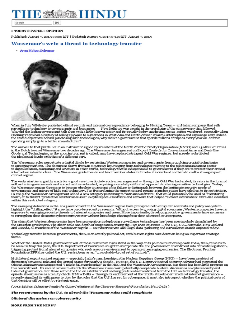 Wassenaar Arrangement's Impact on Tech Transfer | PDF | Computer Security | Security