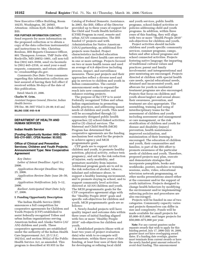 Notice: Grants and Cooperative Agreements Availability, Etc.: Children ...