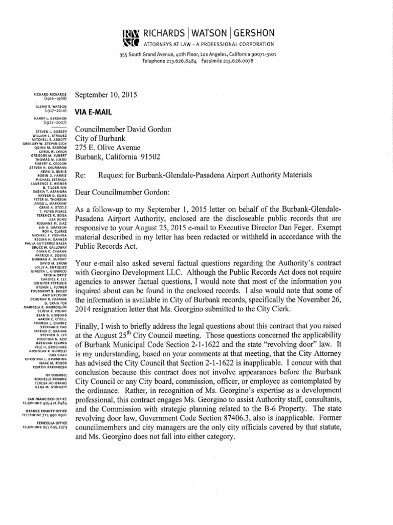 Burbank-Glendale-Pasadena Airport Authority Response To Councilman ...