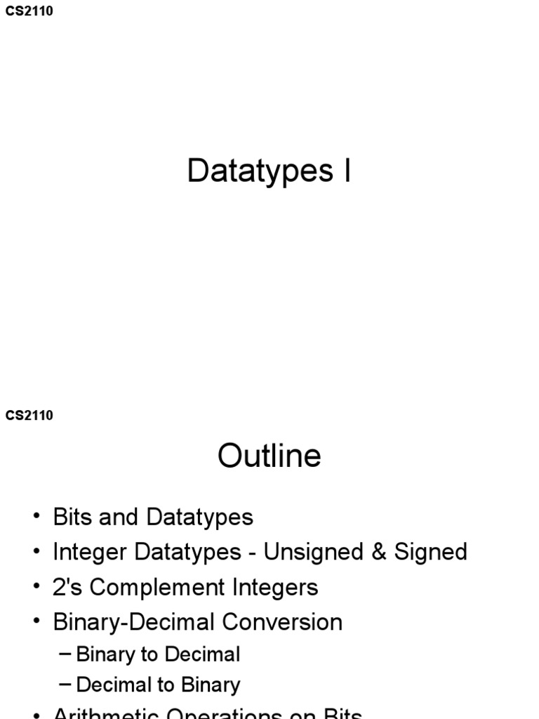 L02 Datatypes1 | PDF | Data Type | Arithmetic