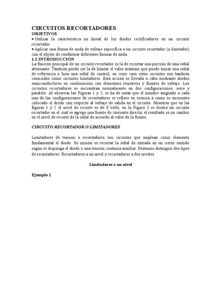 Circuitos Recortadores | PDF | Diodo | Electromagnetismo