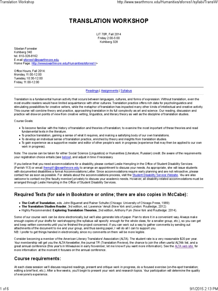 Translation Workshop | PDF | Translations | Linguistics