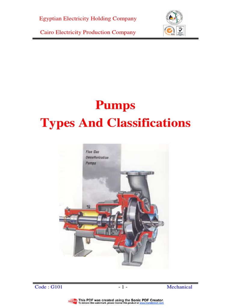 Pumps Types and Classifications | PDF