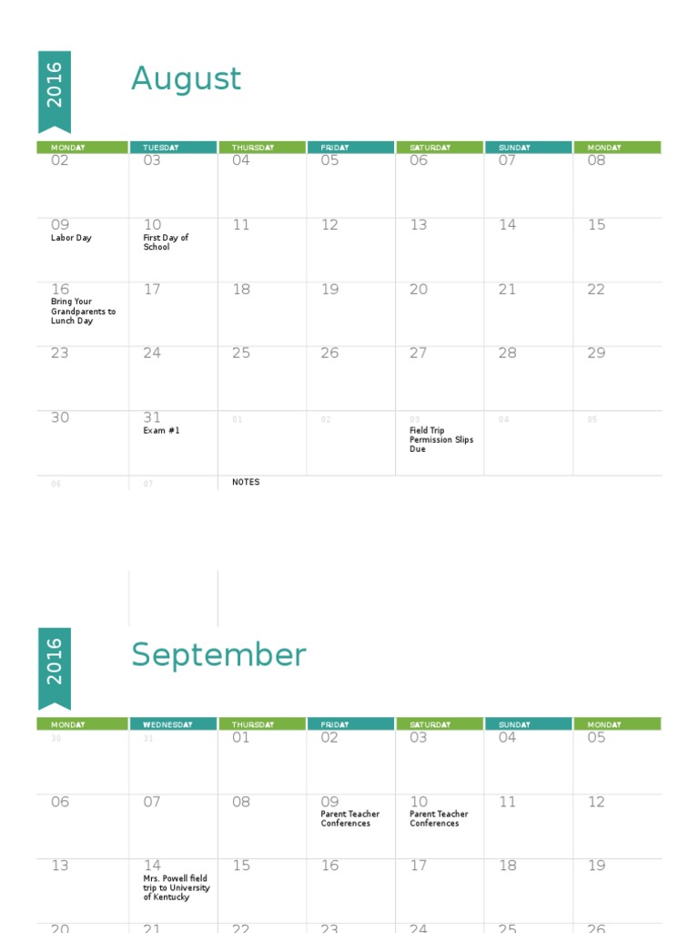 2016-2017 School Year Calendar | PDF