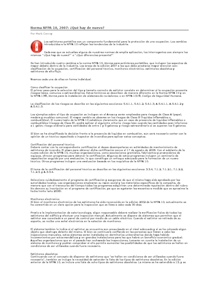 Norma Nfpa 10-2007 | PDF | Electrónica | Science