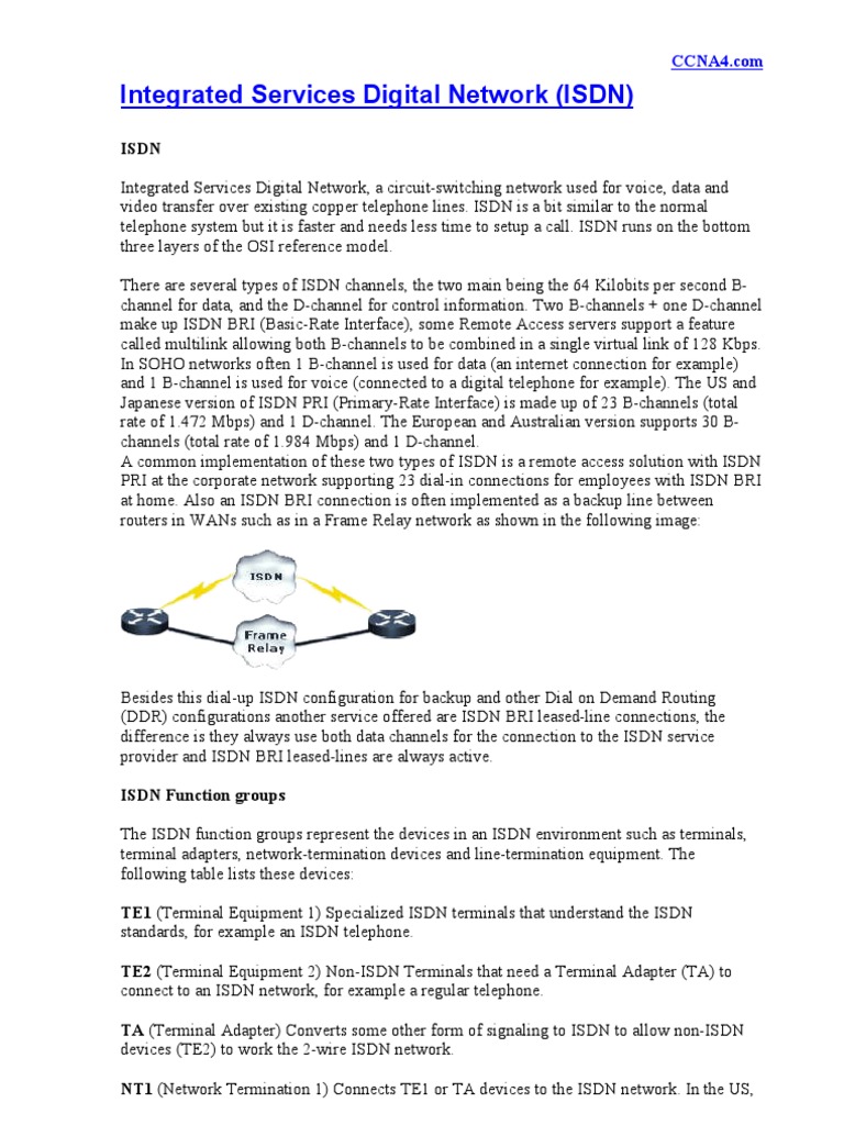 Integrated Services Digital Network (ISDN) | PDF | Router (Computing) | Computer Network