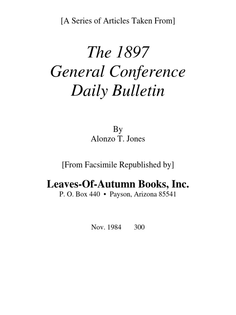 The 1897 General Conference Bulletin-A.T.Jones | PDF | Salvation | Jesus